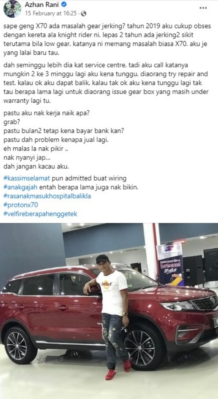 PELAKON AZHAN RANI PERSOAL NAK KEJE NAIK APA? X70 JERKING, MASIH DI PUSAT SERVIS | Mekanika